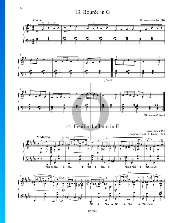 Bourrée in G-Dur, B. 160 Klaviernoten (Frédéric Chopin) - OKTAV