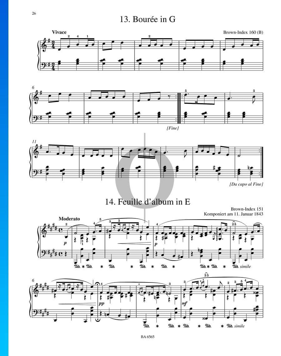 Bourrée in G Major, B. 160 (Frédéric Chopin) Piano Sheet Music - OKTAV