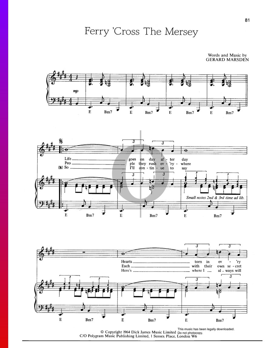 Ferry 'Cross The Mersey (Gerry & The Pacemakers) Piano Sheet Music - OKTAV