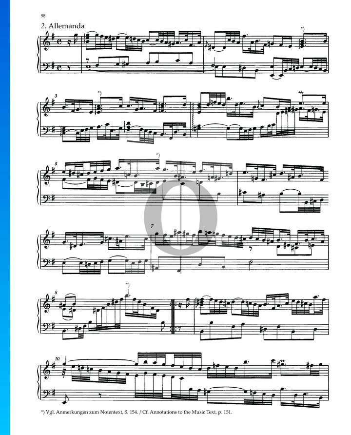 Partita 6, BWV 830: 2. Allemanda (Johann Sebastian Bach) Piano Sheet ...