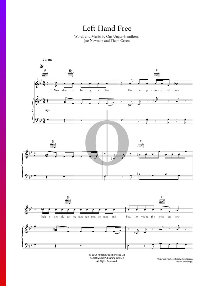 Left Hand Free door Alt-J | piano bladmuziek (Piano, Stem, Gitaar) - OKTAV