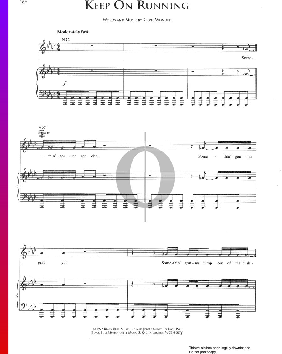 Keep On Running (Stevie Wonder) Piano Sheet Music - OKTAV