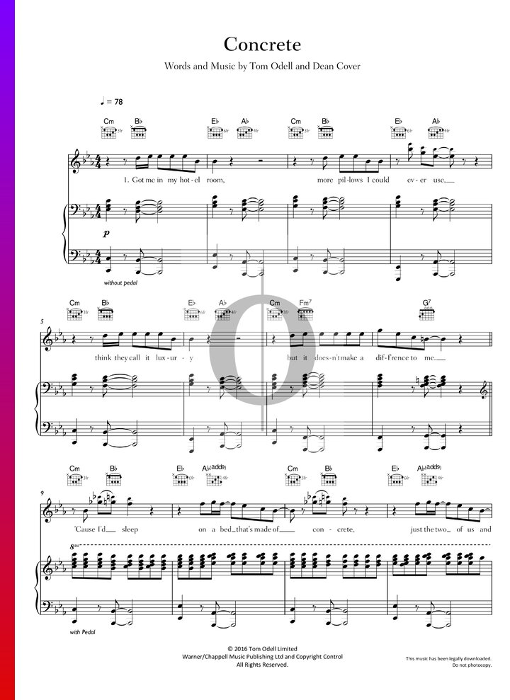 Concrete (Tom Odell) Piano Sheet Music - OKTAV