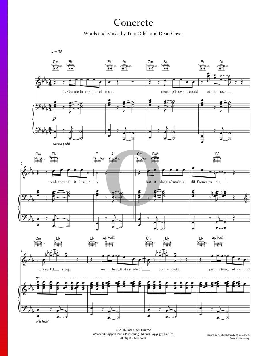 Concrete (Tom Odell) Piano Sheet Music - OKTAV