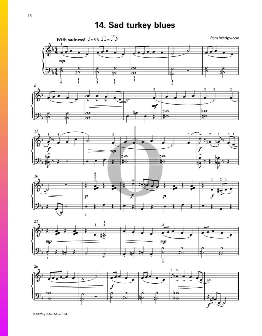 Sad Turkey Blues (Pam Wedgwood) Piano Sheet Music - OKTAV