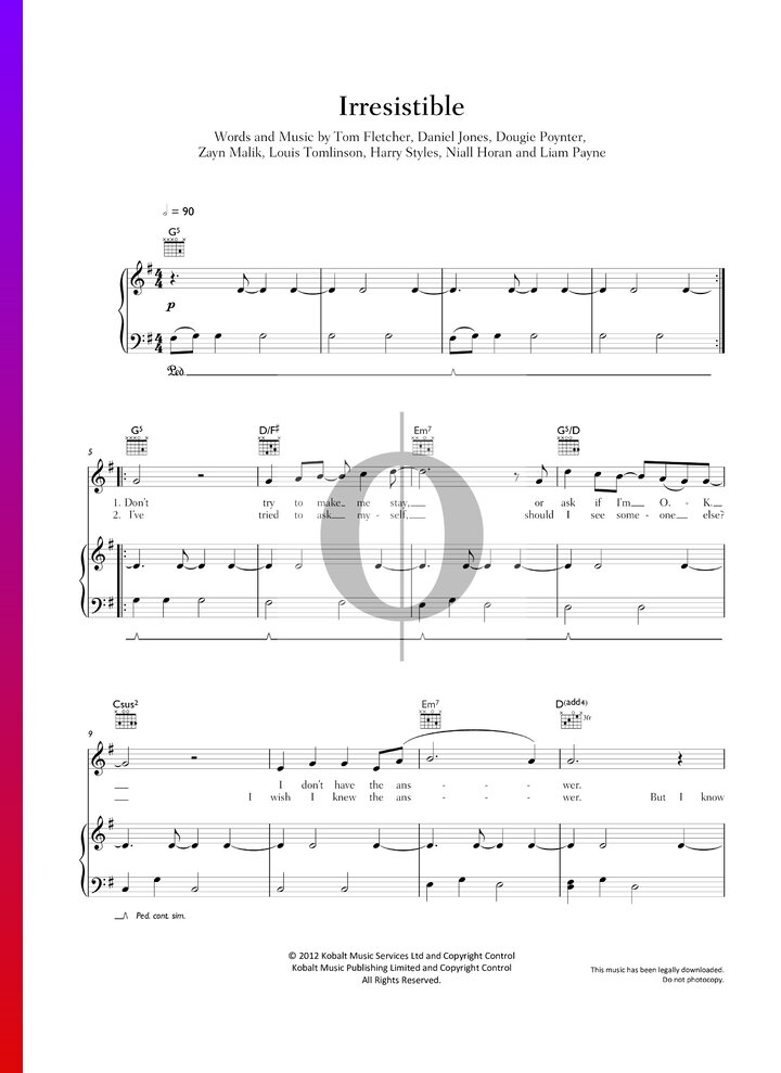Irresistible (One Direction) Piano Sheet Music - OKTAV
