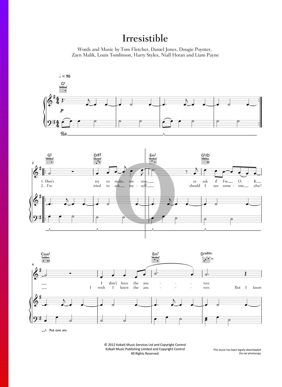 Irresistible (One Direction) Piano Sheet Music - OKTAV