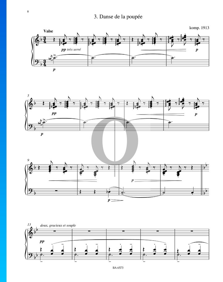 Danse de en la poupée » Claude Debussy - Partituras de piano - OKTAV