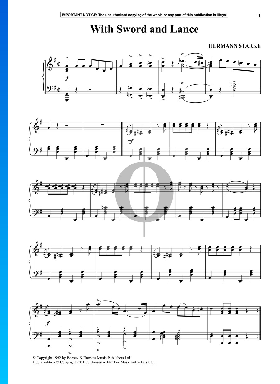 With Sword And Lance (Hermann Starke) Piano Sheet Music - OKTAV
