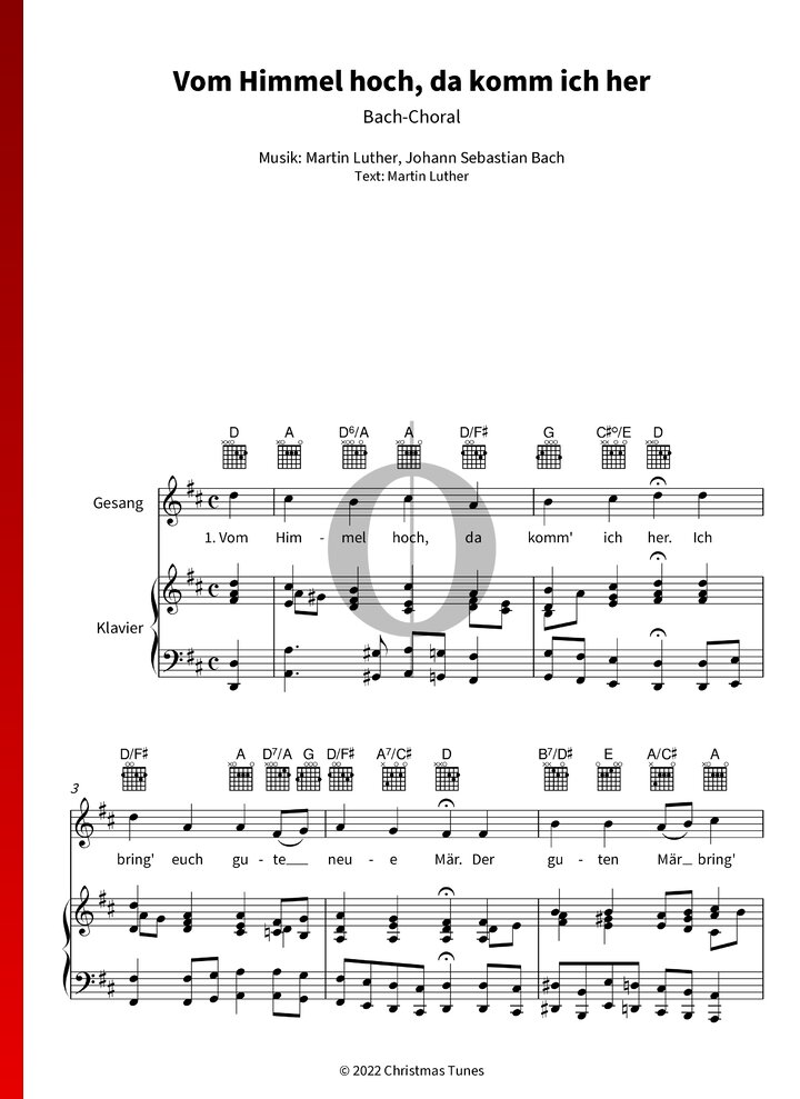 Vom Himmel hoch, da komm ich her (Martin Luther) Piano Sheet Music - OKTAV