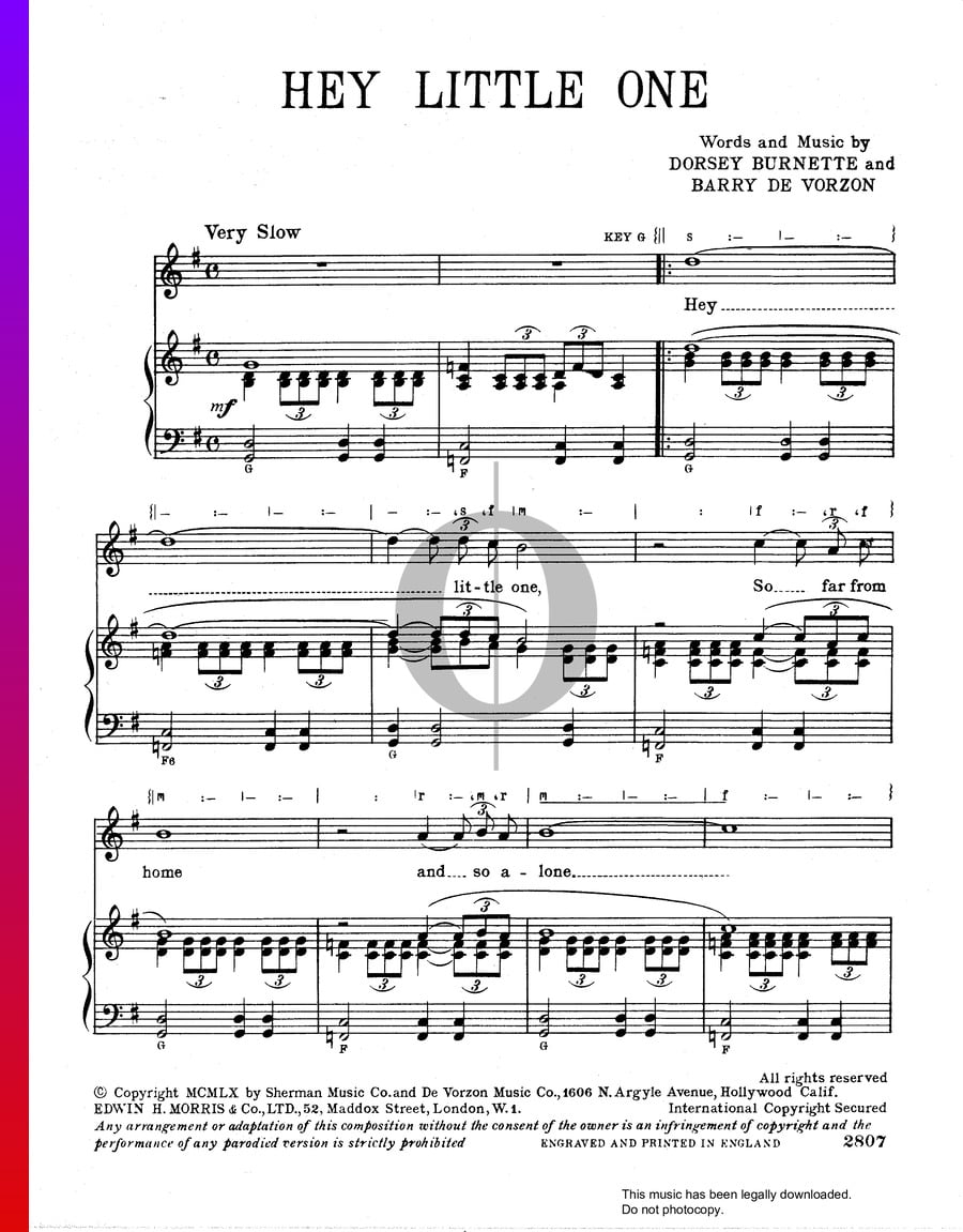 Hey Little One (Glen Campbell) Piano Sheet Music - OKTAV