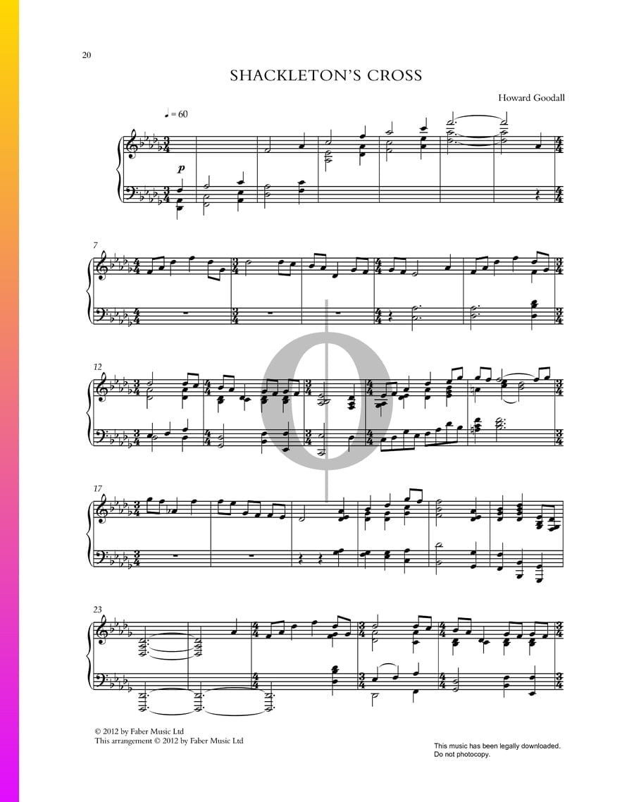 Shackleton’s Cross (Howard Goodall) Piano Sheet Music - OKTAV