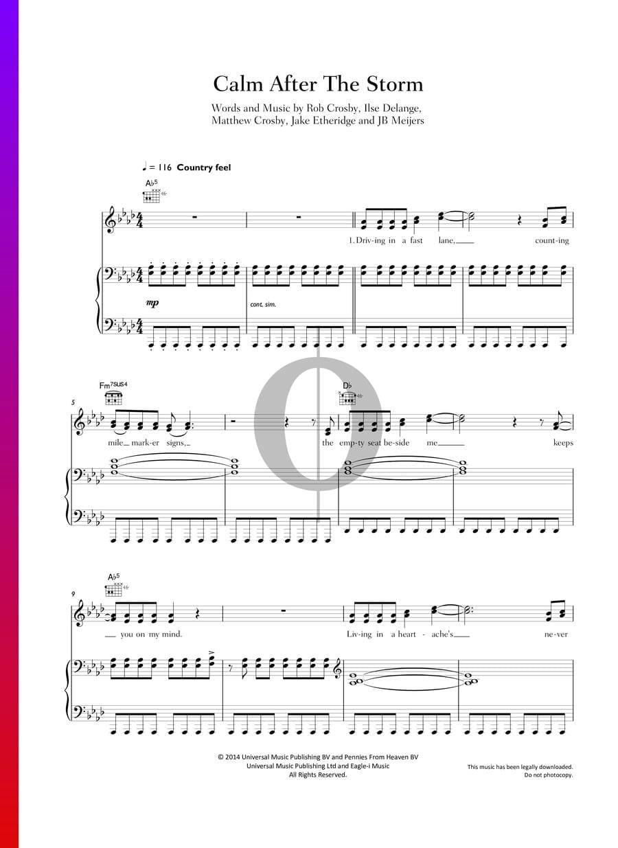 Calm After The Storm (The Common Linnets) Piano Sheet Music - OKTAV