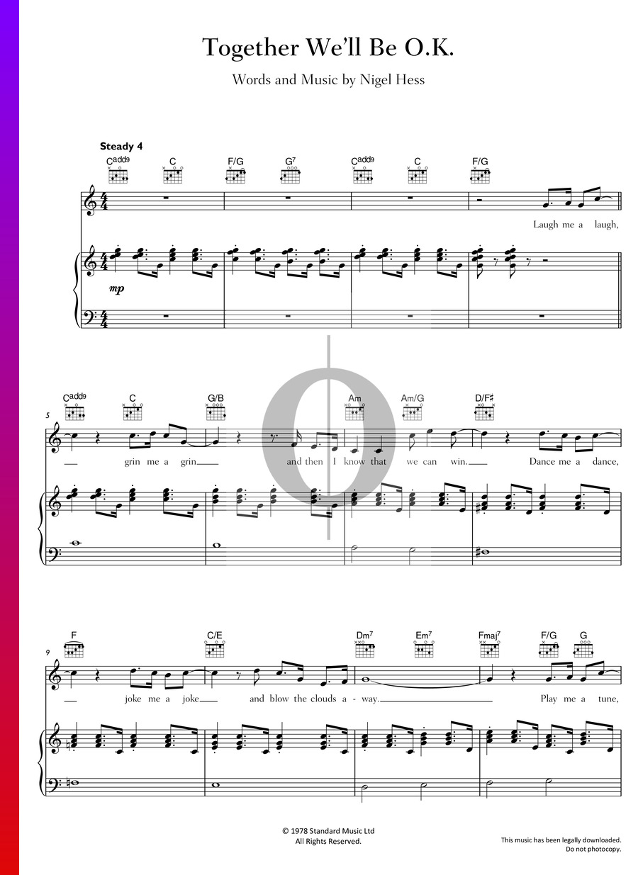 Together We'll Be O.K. (Cannon and Ball) Piano Sheet Music - OKTAV