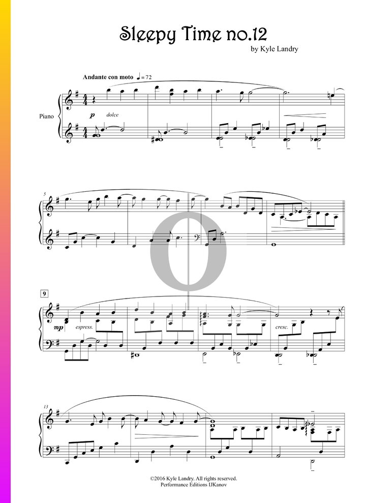 Sleepy Time no. 12 (Kyle Landry) Piano Sheet Music - OKTAV