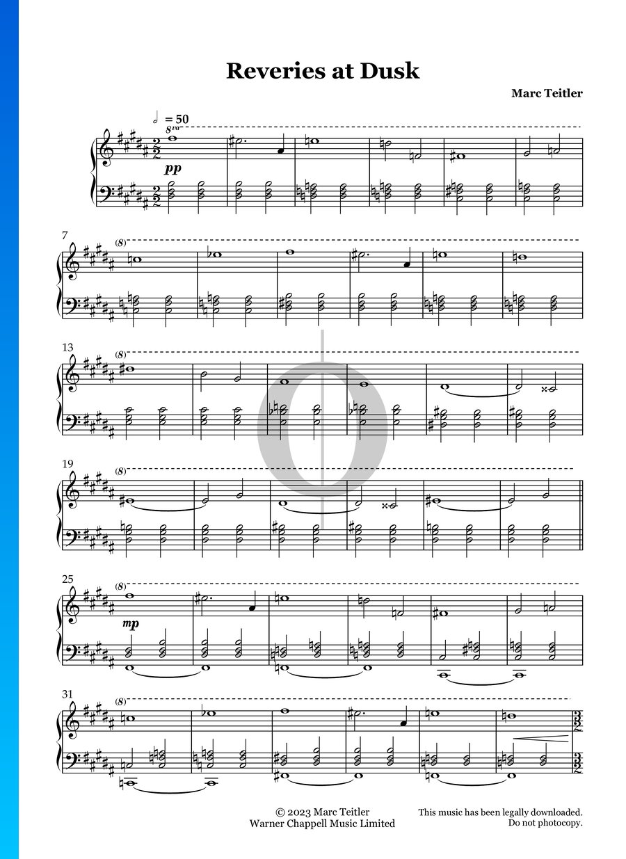 Reveries At Dusk (Marc Teitler) Piano Sheet Music - OKTAV