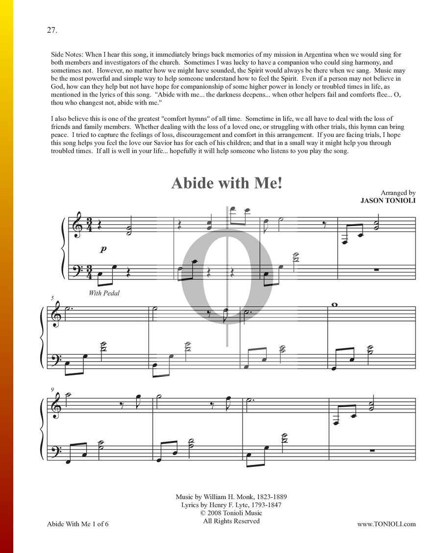Abide With Me! (William Henry Monk) Piano Sheet Music - OKTAV