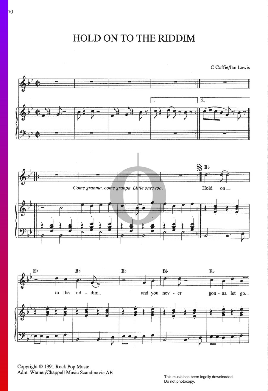 Hold On To The Ridim (Inner Circle) Piano Sheet Music - OKTAV