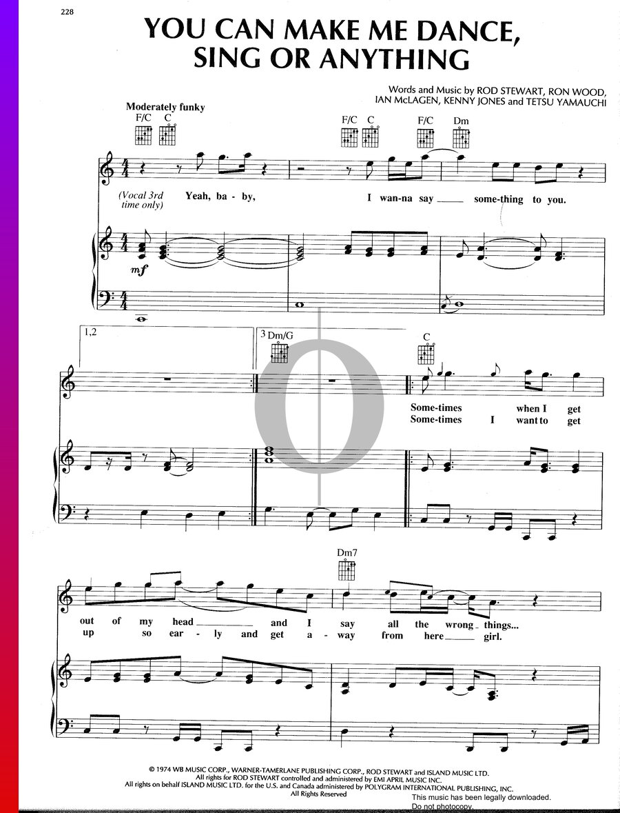 You Can Make Me Dance, Sing Or Anything Klaviernoten (Rod Stewart) - OKTAV