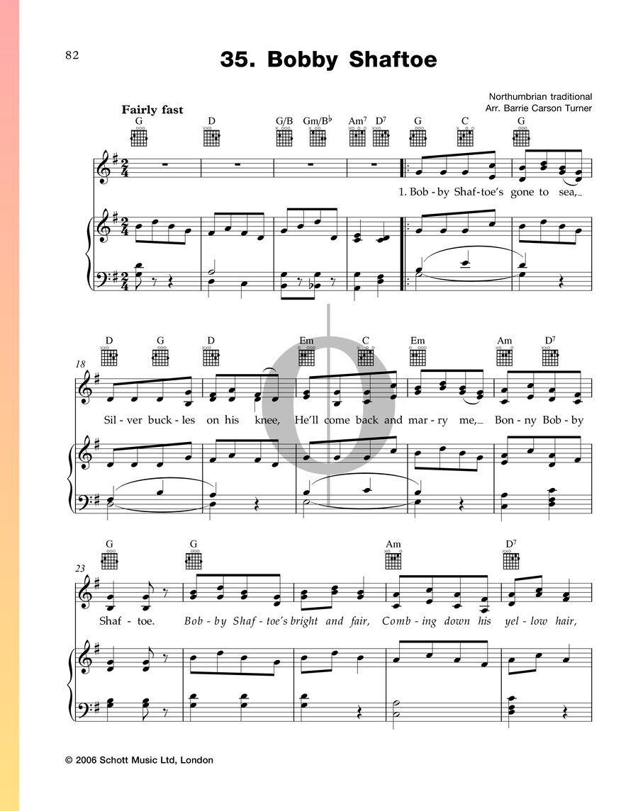 Bobby Shaftoe (Anonymous) Piano Sheet Music - OKTAV