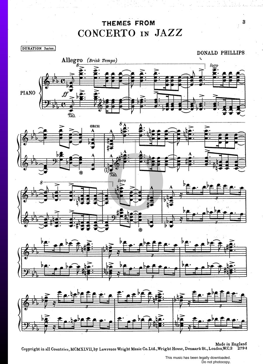 Themes from Concerto In Jazz (Donald Phillips) Piano Sheet Music - OKTAV
