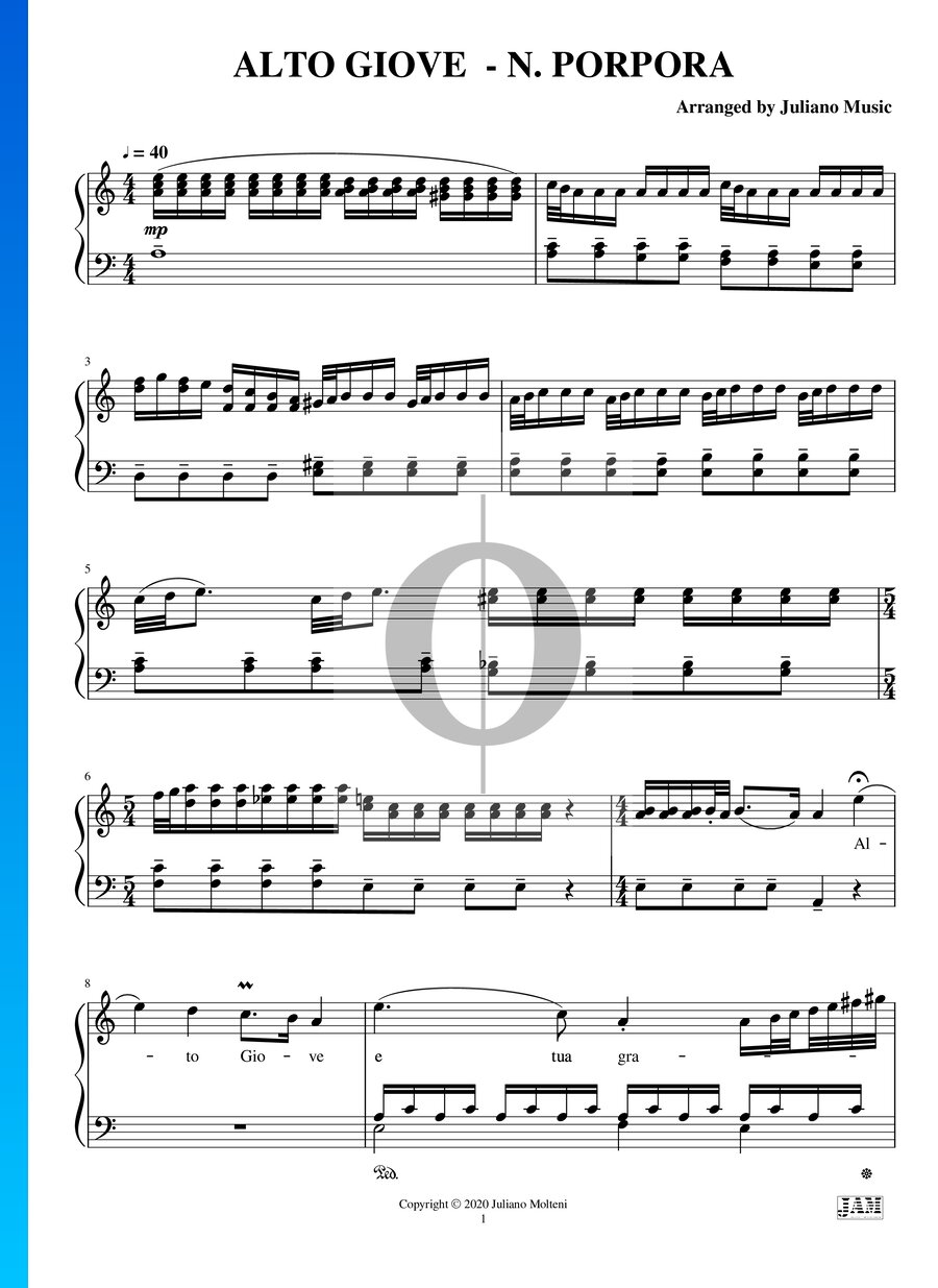 Polifemo: Alto Giove (Nicola Antonio Porpora) Piano Sheet Music - OKTAV