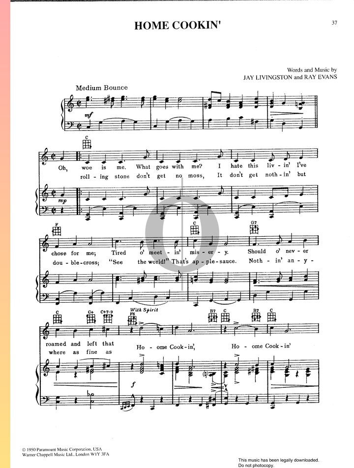 Home Cookin' (Betty Garrett) Piano Sheet Music - OKTAV