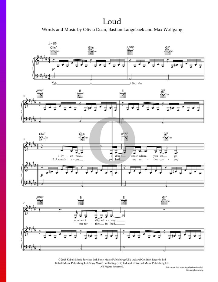 Loud (Olivia Dean) Piano Sheet Music - OKTAV
