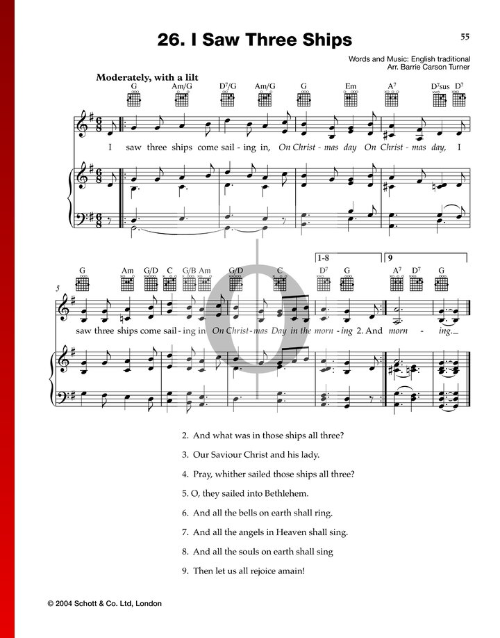 I Saw Three Ships (Anonymous) Piano Sheet Music - OKTAV