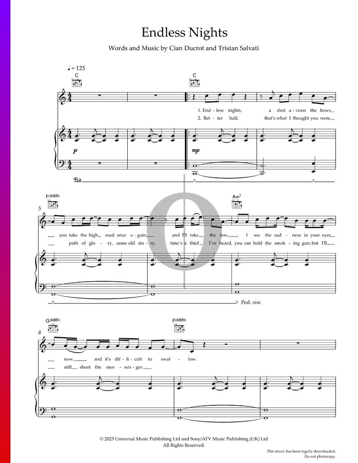 Endless Nights (Cian Ducrot) Piano Sheet Music - OKTAV
