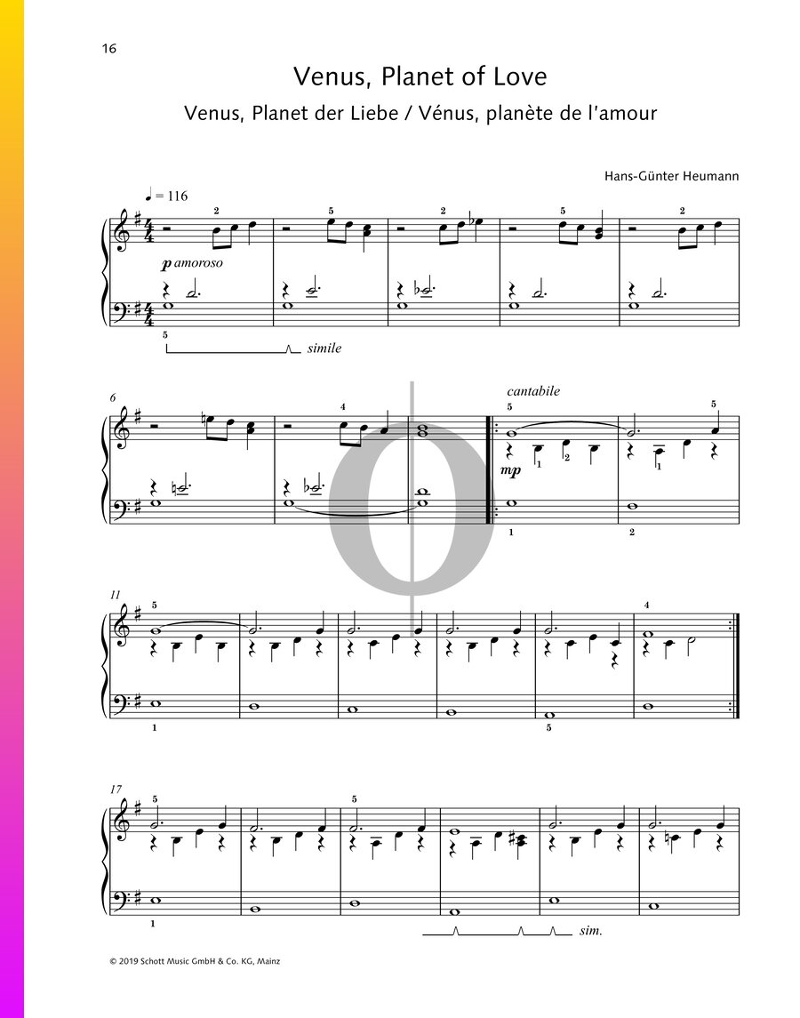 Venus, Planet of Love (Hans-Günter Heumann) Piano Sheet Music - OKTAV