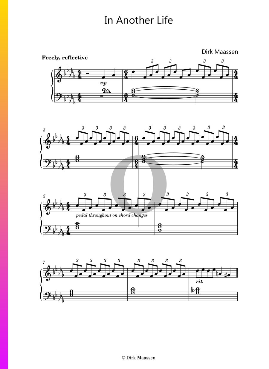 In Another Life (Dirk Maassen) Piano Sheet Music - OKTAV