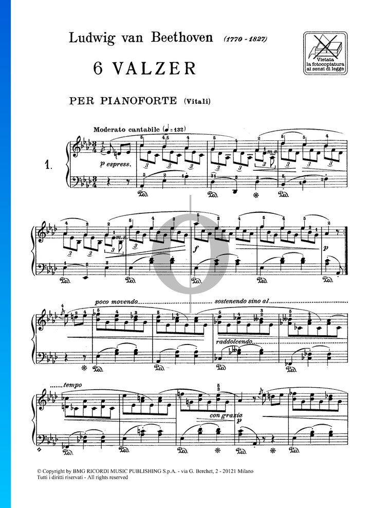 Walzer in As-Dur, Anh.14 Nr. 1 Klaviernoten (Ludwig van Beethoven) - OKTAV