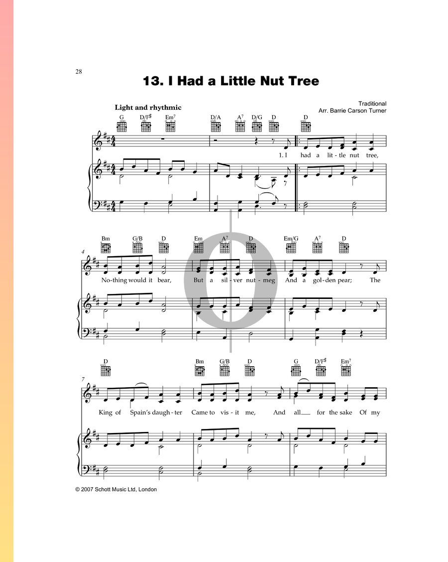 I Had a Little Nut Tree (Anonymous) Piano Sheet Music - OKTAV