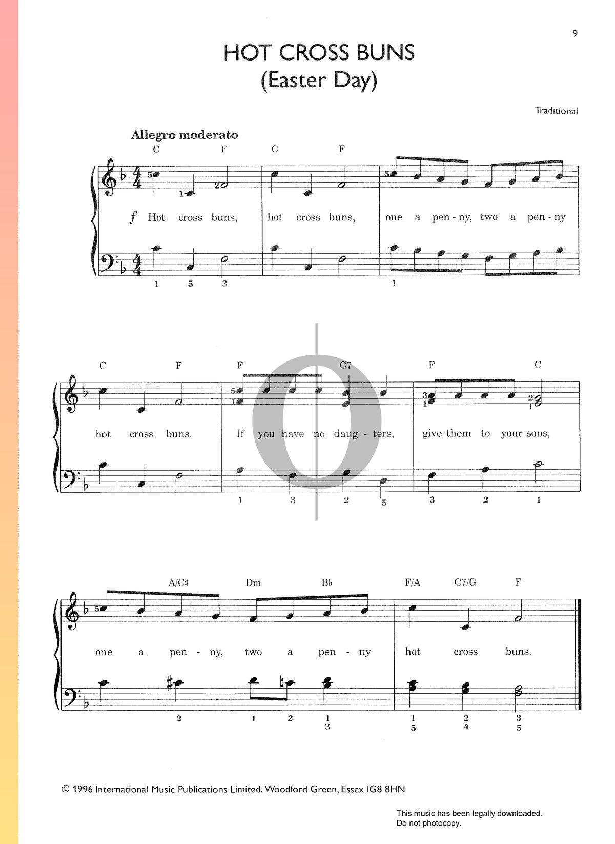 Hot Cross Buns (Easter Day) (Anonymous) Piano Sheet Music - OKTAV