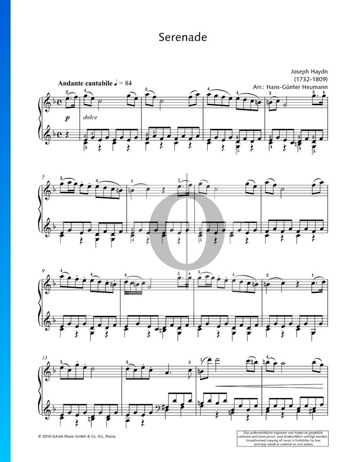 String Quartet in F Major, Op. 3 No. 5, Hob. III:17: 2 Serenade (Franz ...