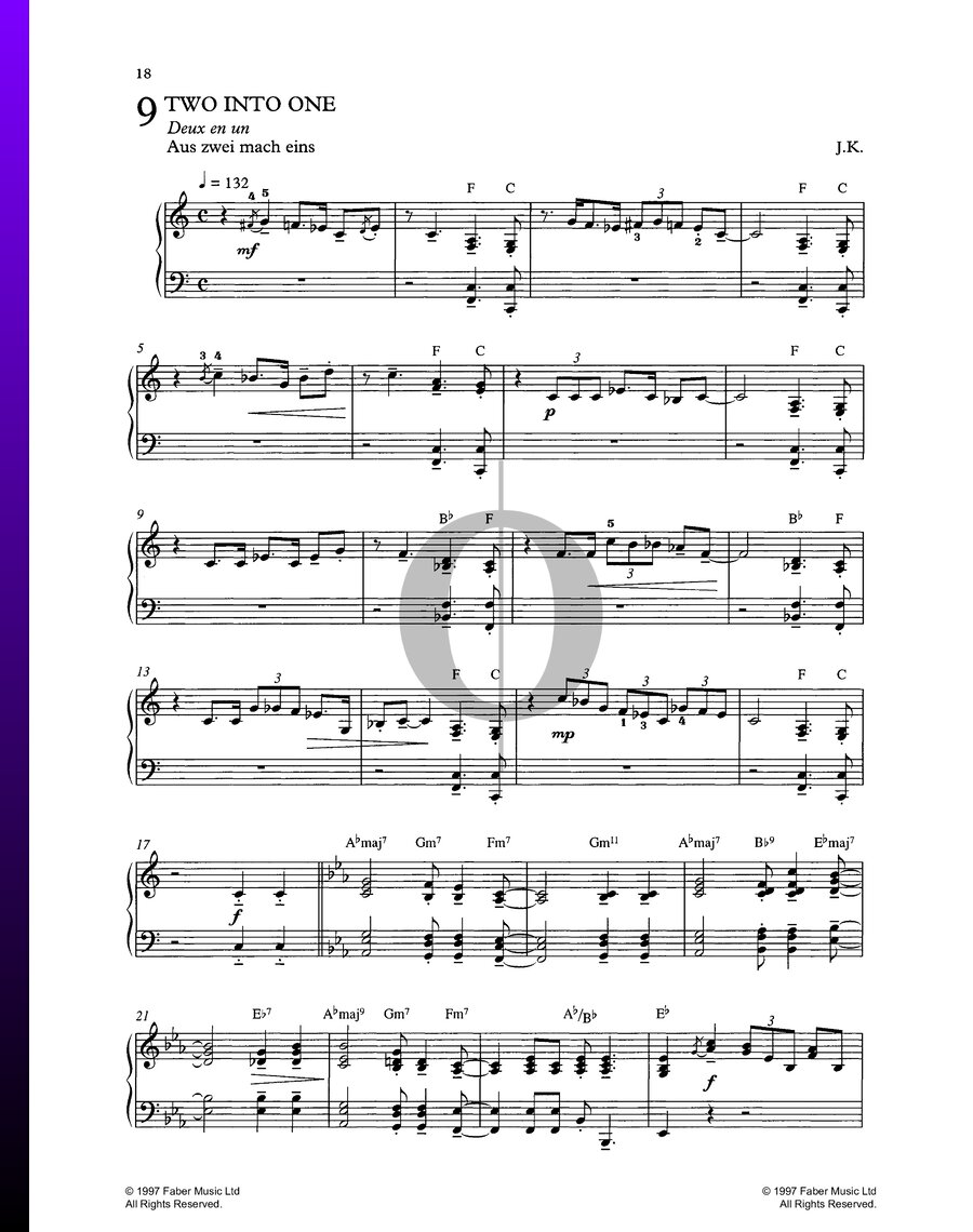 Two Into One (John Kember) Piano Sheet Music - OKTAV