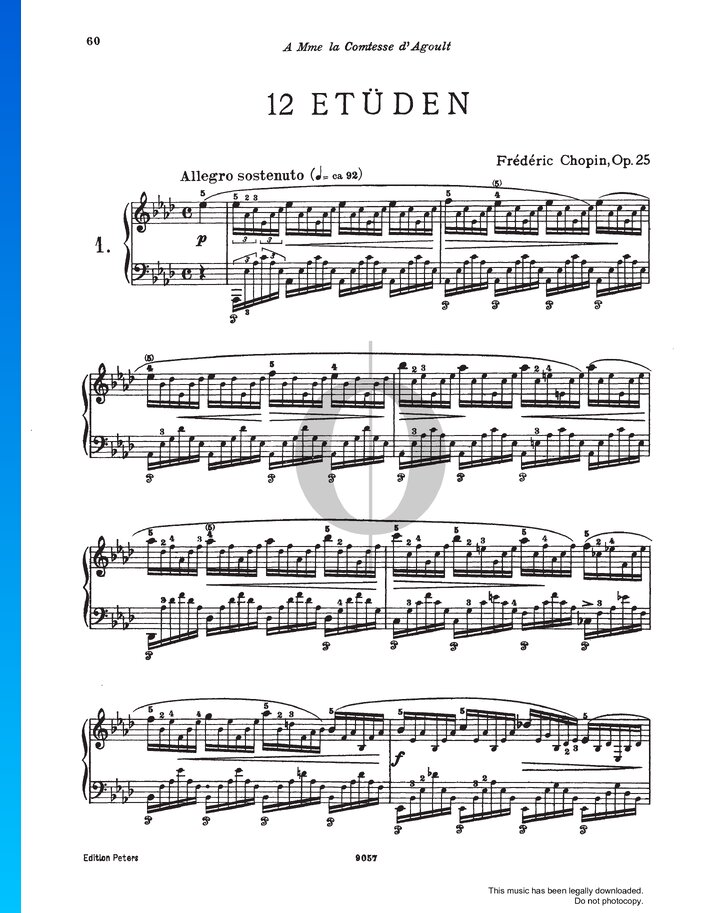 Étude in A-flat Major, Op. 25 No. 1 (Frédéric Chopin) Piano Sheet Music - OKTAV