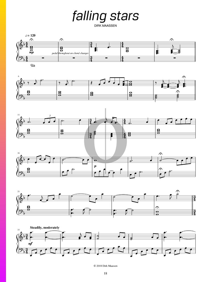 Falling Stars (Dirk Maassen) Piano Sheet Music - OKTAV