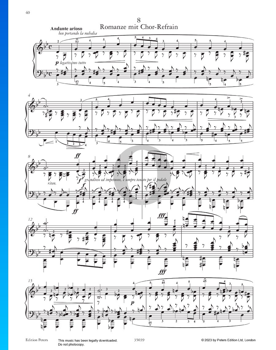 Etude in G Minor: Romanze mit Chor-Refrain, No. 8 (Adolph von Henselt ...