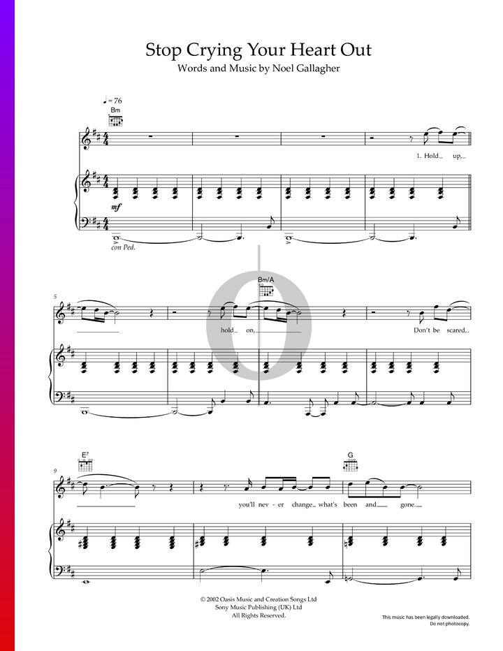 Stop Crying Your Heart Out » Oasis - Partitions de piano - OKTAV
