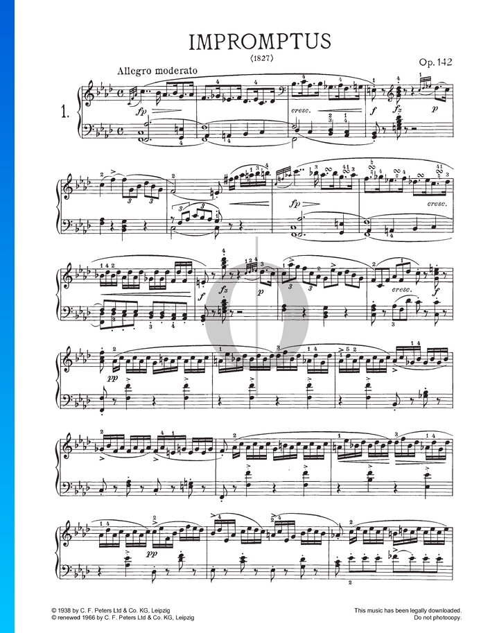 Impromptu in F Minor, Op. 142 No. 1, D 935 (Franz Schubert) Piano Sheet Music - OKTAV