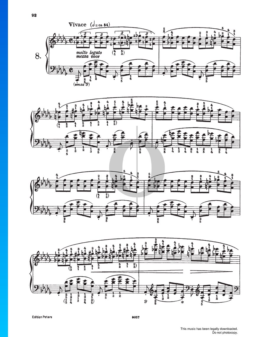 Étude in D-flat Major, Op. 25 No. 8 (Frédéric Chopin) Piano Sheet Music - OKTAV