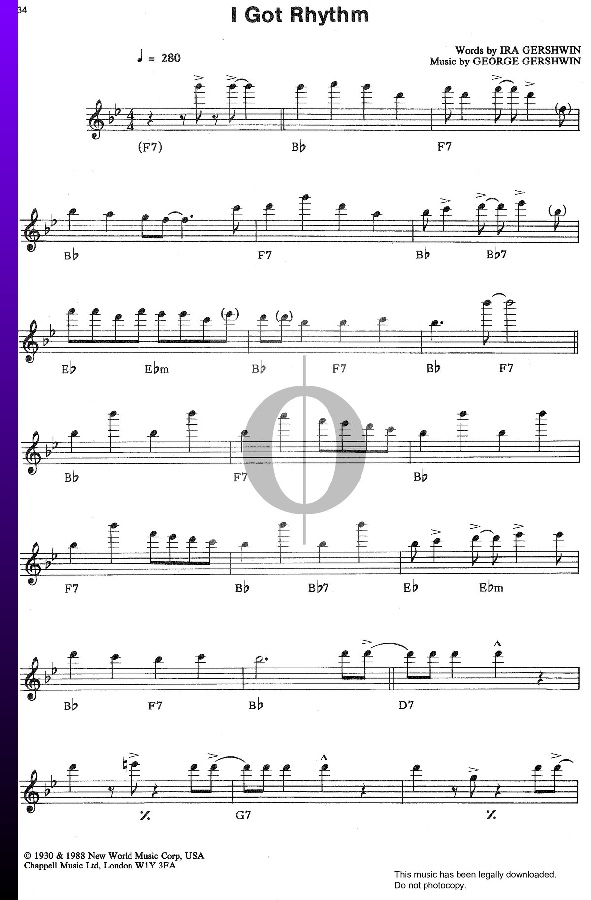 "I Got Rhythm" Noten (Klavier, Gesang) von Gene Kelly - Niveau ...