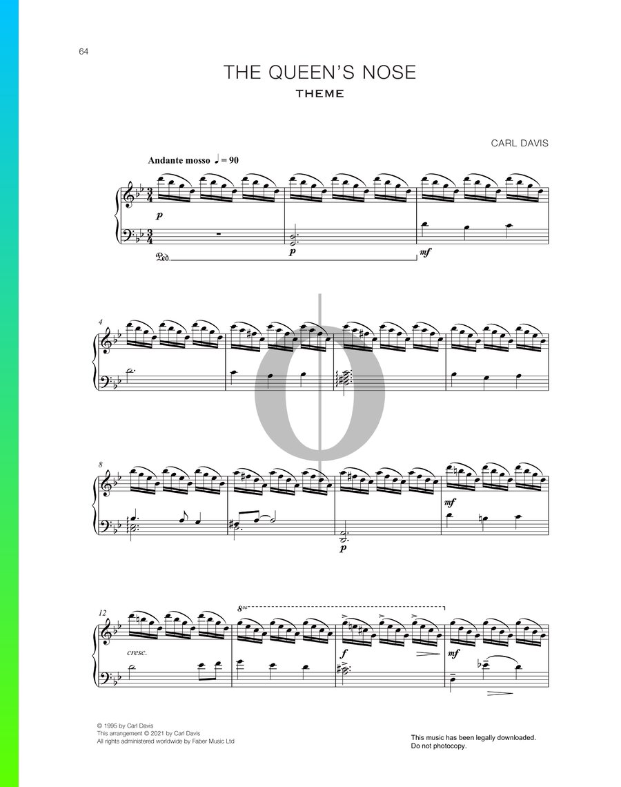 The Queen's Nose Theme Piano Sheet Music from The Queen's Nose by Carl ...