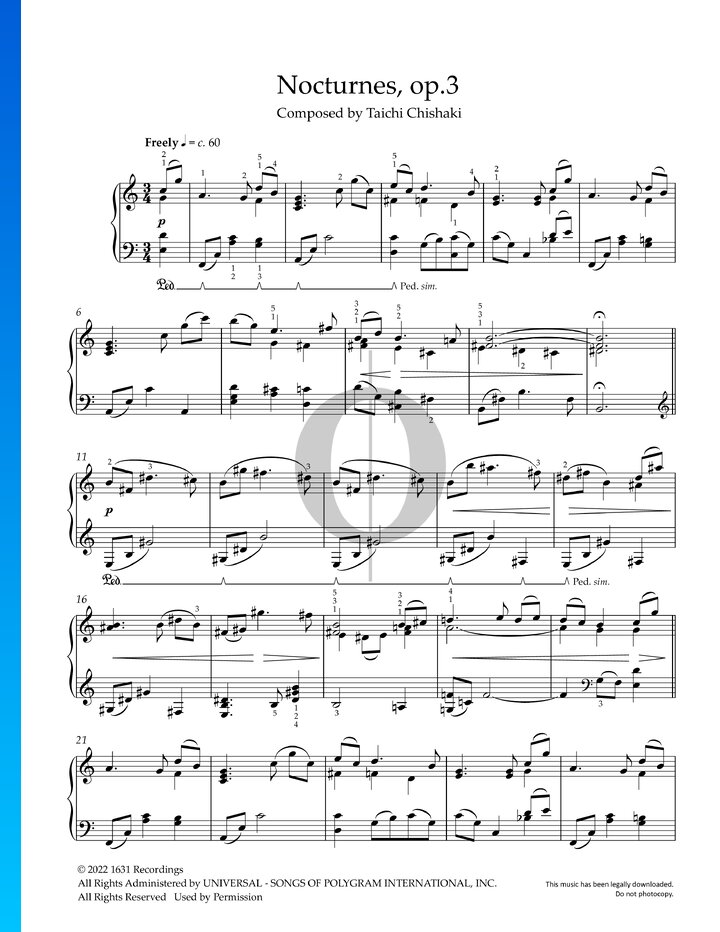 Nocturnes, Op. 3 (Taichi Chishaki) Piano Sheet Music - OKTAV