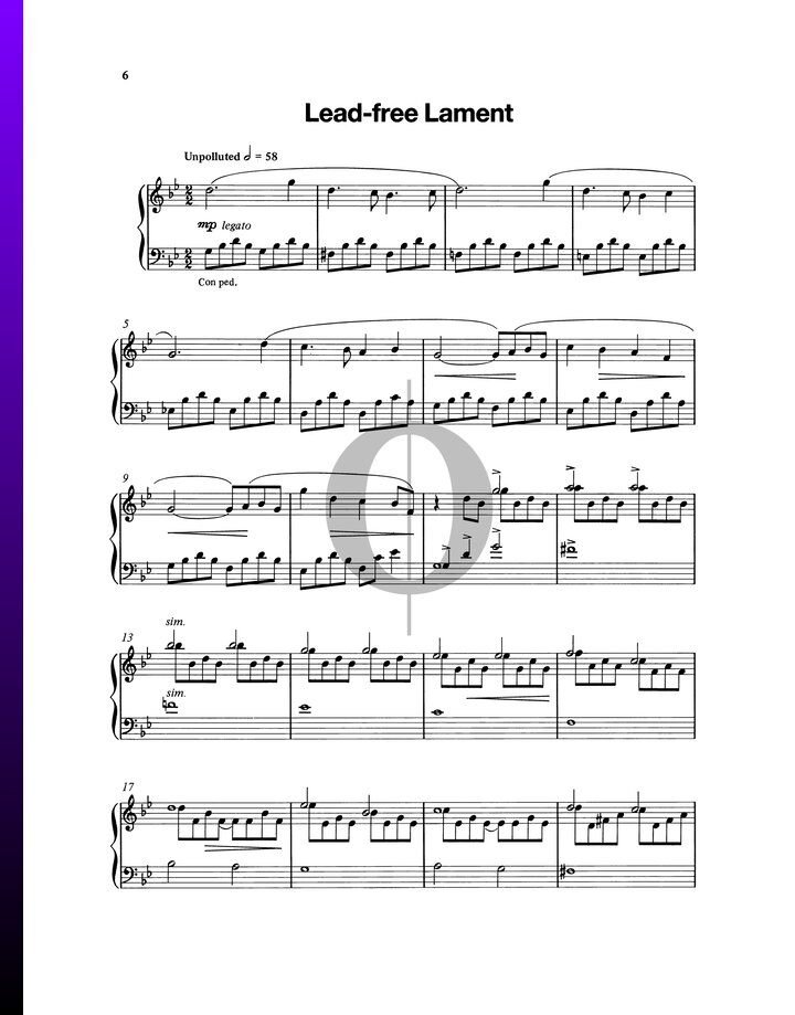 Lead-free Lament (Pam Wedgwood) Piano Sheet Music - OKTAV