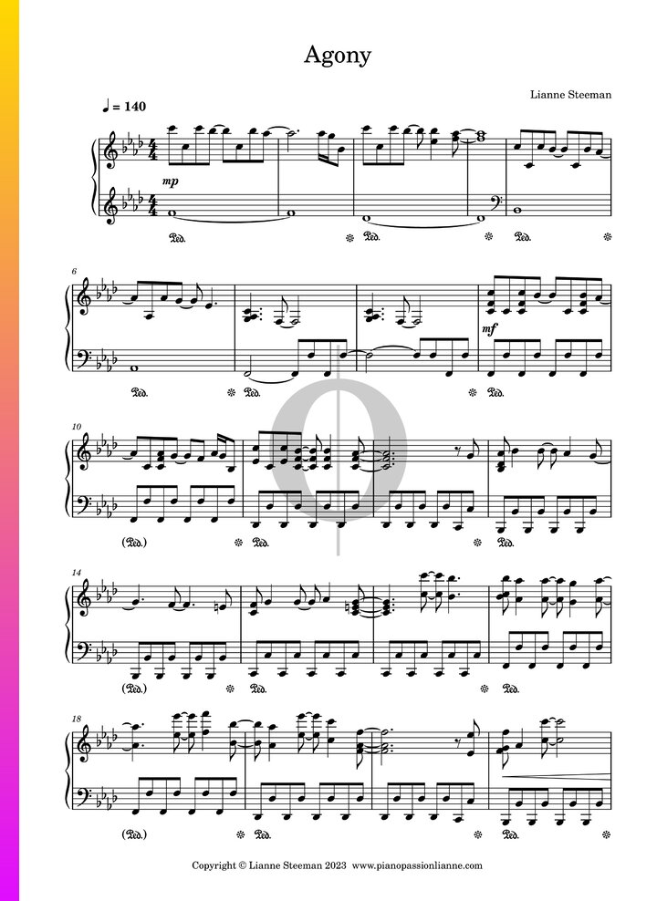 Agony (Lianne Steeman) Piano Sheet Music - OKTAV