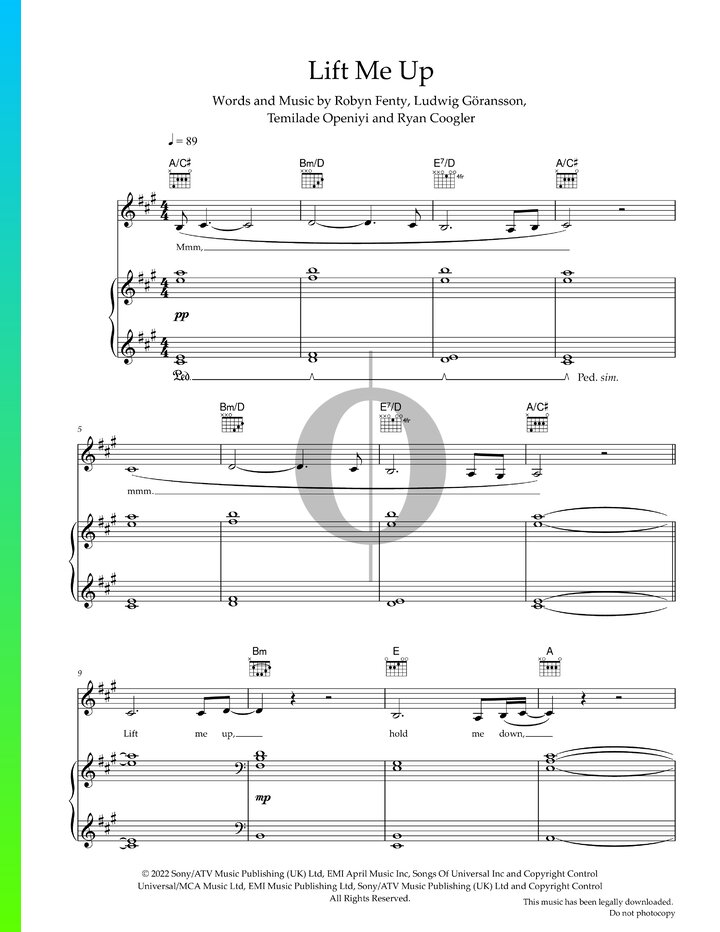 Lift Me Up Piano Sheet Music from Black Panther: Wakanda Forever by ...