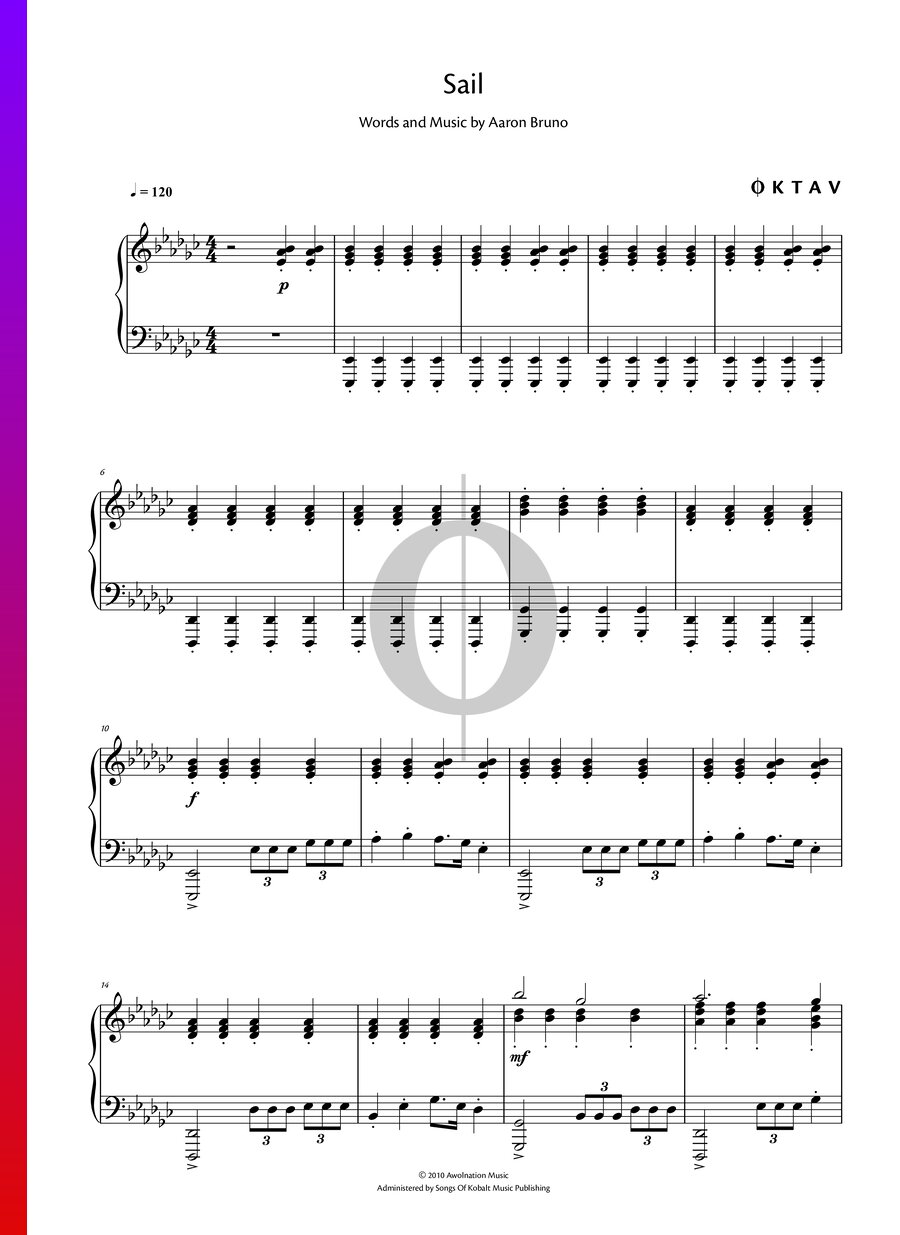 Sail Klaviernoten (AWOLNATION) - OKTAV
